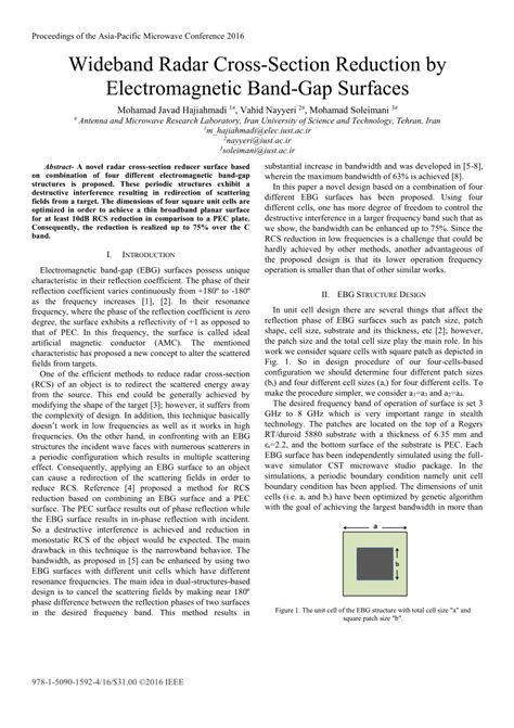 Pdf Wideband Radar Cross Section Reduction By Electromagnetic Band Gap Surfaces