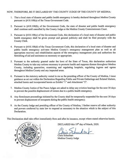 Medina County Updates Disaster Declaration The Devine News