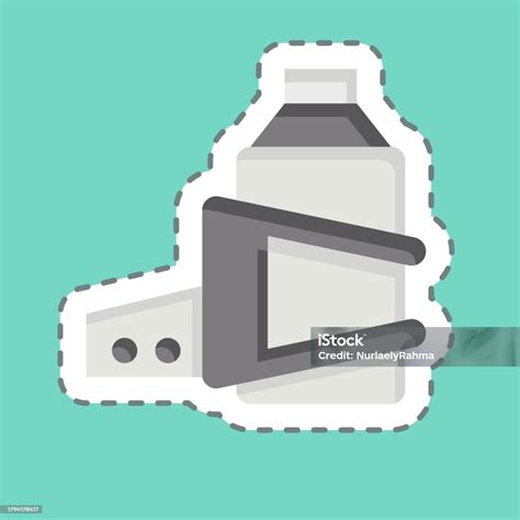 스티커 라인은 자전거 기호와 관련된 병 케이지 홀더를 잘라냅니다 심플한 디자인 편집 가능 간단한 일러스트레이션 개념에 대한 스톡