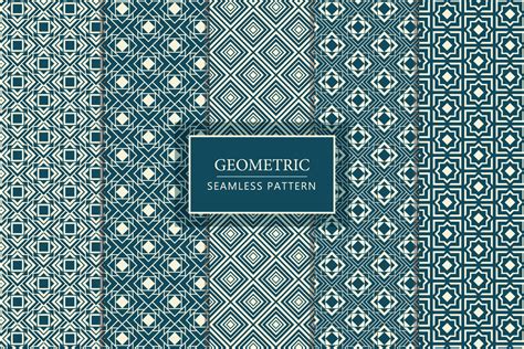 Collection Of Geometrical Shapes Seamless Repeat Pattern Design