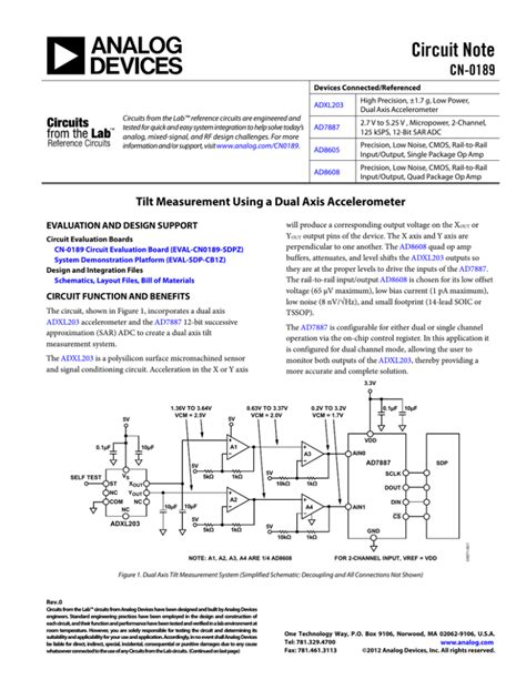 tilt measurement using a dual axis accelerometer