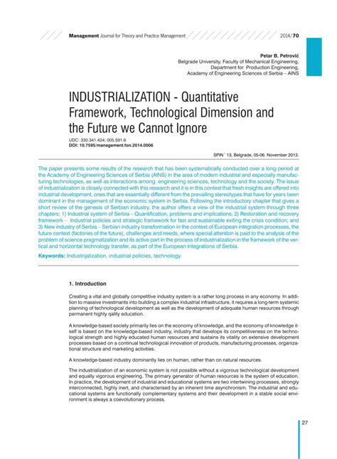 Pdf Industrialization Quantitative Framework Technological Dokumen Tips