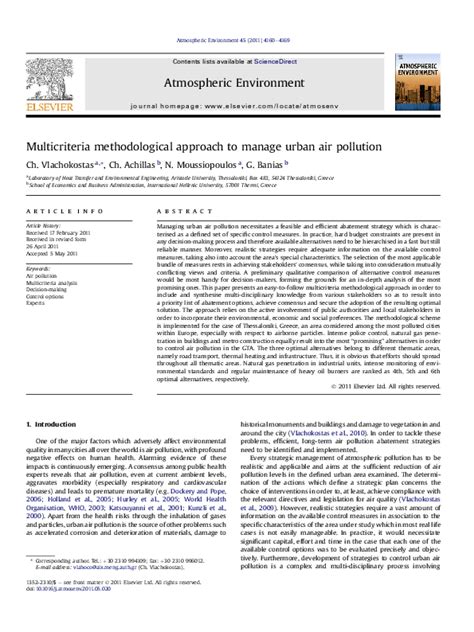 Pdf Multicriteria Methodological Approach To Manage Urban Air Pollution