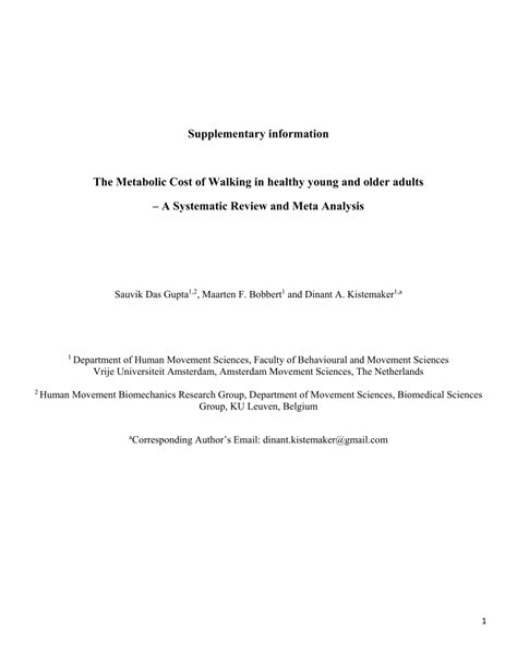 Pdf Supplementary Information For The Metabolic Cost Of Walking In Healthy Young And Older