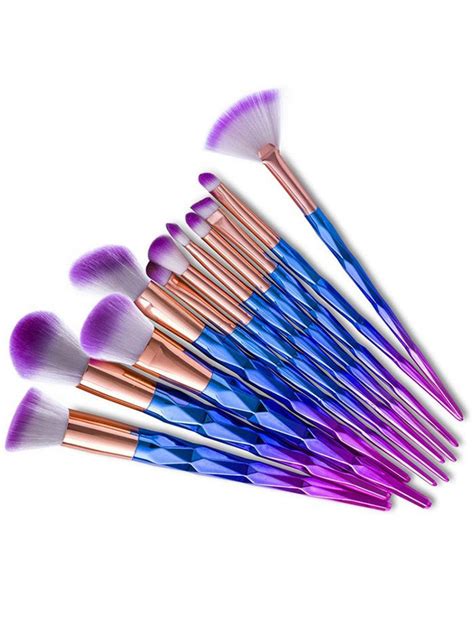 12pcs Fancy Gradient Color Taper Angular Makeup Brushes Set Sassymyprom