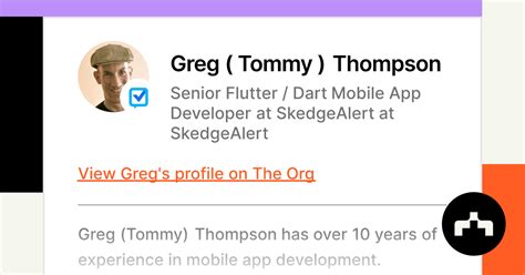 Greg Tommy Thompson Senior Flutter Dart Mobile App Developer At