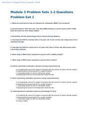Module Problem Sets Questions Docx Nutriti On Portage Online Summer Module