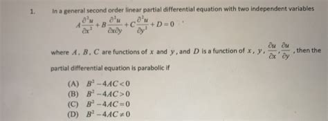 Solved In A General Second Order Linear Partial Chegg