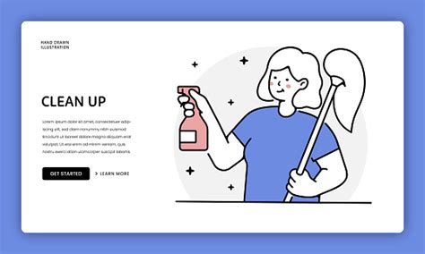 ภาพประกอบแบนสําหรับเทมเพลตหน้าเว็บสําหรับการทําความสะอาดการทําความสะอาดงานบ้านและอื่น ภาพประกอบ