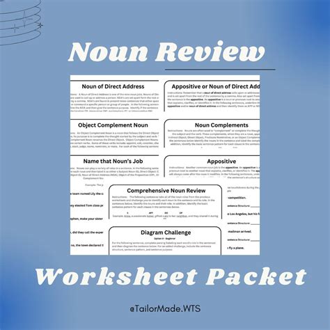 Comprehensive Noun Worksheet And Review Packet Grammar Curriculum