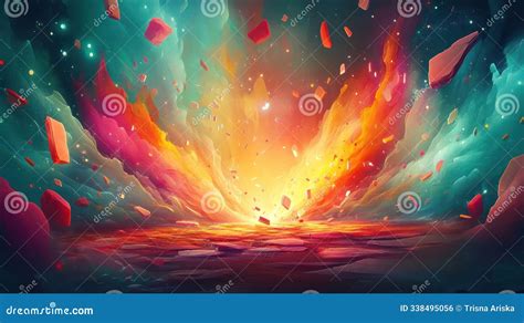 A Vibrant Explosion Of Colors And Shapes Evoking A Sense Of Energy And Transformation Stock