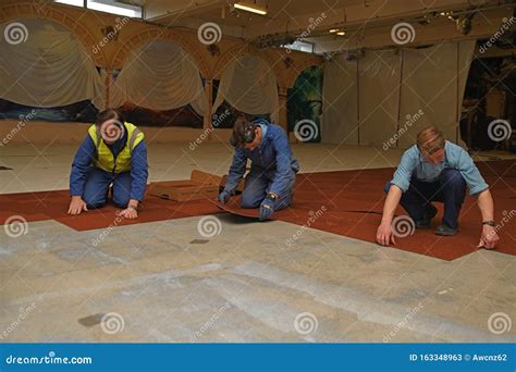 Men Laying Carpet Squares Editorial Stock Photo Image Of Lays