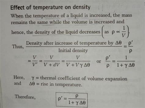 Effect Of Temperature On Density When The Temperature Of A Liquid Is Incr