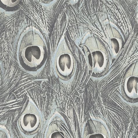 Mh36519 Wallpaper Peacock Feathers Turquoise And Grey Toile Wallpaper