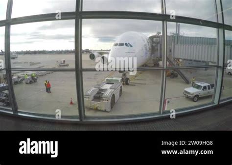Washington Dc Emirates A380 800 Commercial Jet Airliner At A Dulles International Airport Iad