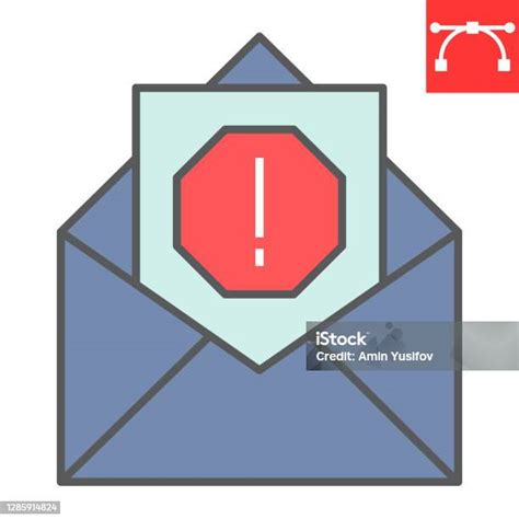 이메일 바이러스 색상 라인 아이콘 보안 및 메일 스팸 사인 벡터 그래픽 편집 가능한 스트로크 채워진 윤곽선 아이콘 Eps 10 검은색에 대한 스톡 벡터 아트 및 기타 이미지