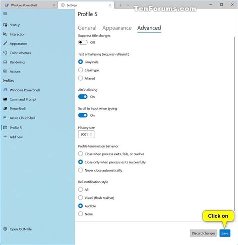 how to add and remove profiles in windows terminal app in windows 10