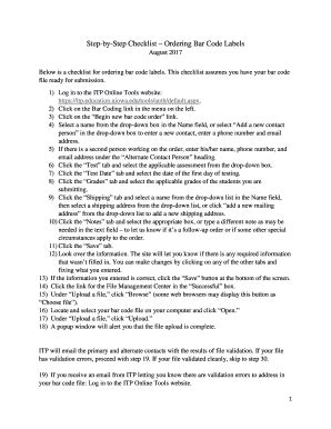 Fillable Online Step By Step Checklist Ordering Bar Code Labels Fax Email Print PdfFiller