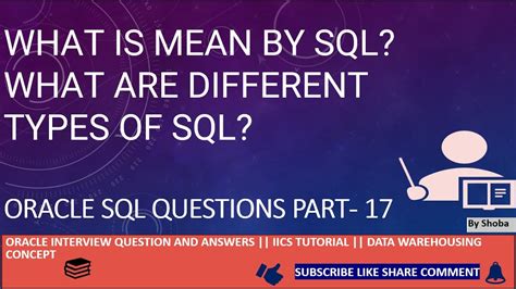 Oracle Interview Question What Is Mean By Sql What Are Different Types Of Sql Youtube