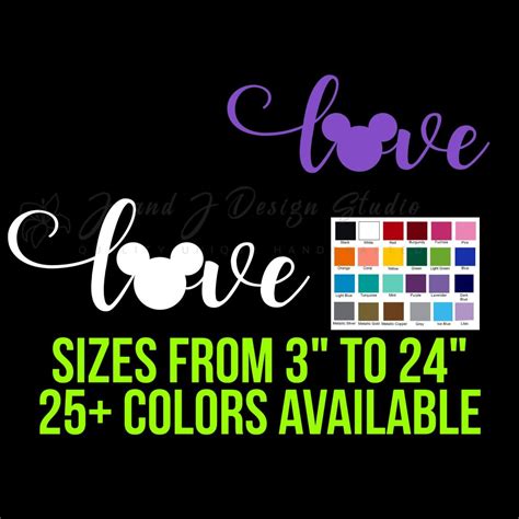 Mickey Mouse Cursive Love Vinyl Decal Custom Size Biggest Decal Shop