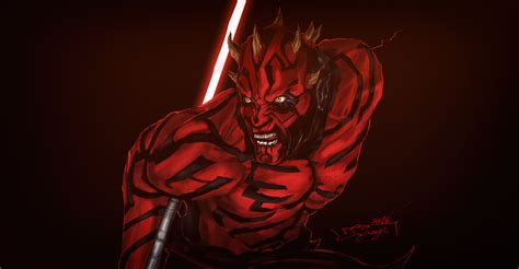 Wallpaper Star Wars Lightsaber Karya Seni Sith Darth Maul 3096x1609 Wallpapermaniac