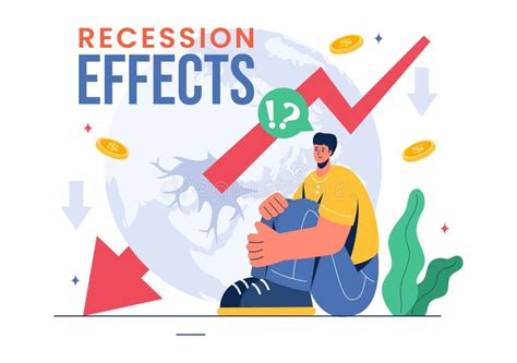 Vector Illustration Of Recession Effects Showing The Impact On Economic