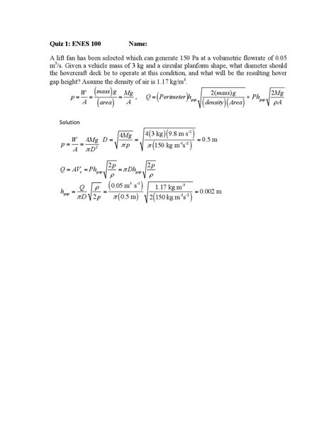 Quiz Solution Introduction Engineering Design Enes 100 Docsity