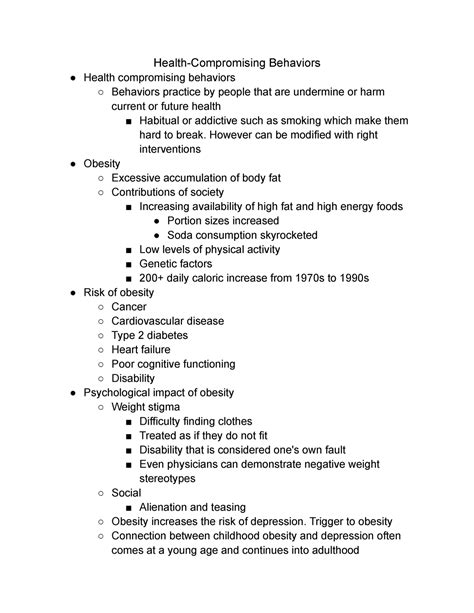 Chapter 5 Health Compromising Behaviors Lecture Notes Health Compromising Behaviors Health