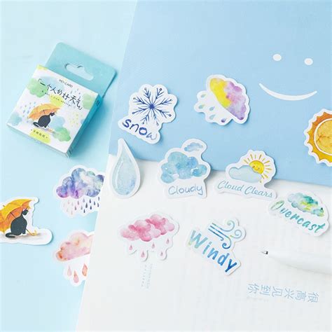 46pcs Box Cute Weather Diary Paper Lable Sealing S Vicedeal