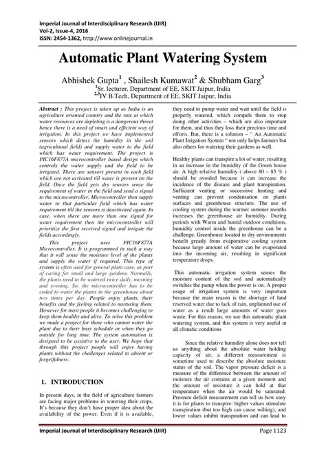 Pdf Automatic Plant Watering System