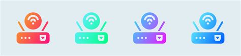 Router Solid Icon In Gradient Colors Network Connection Signs Vector