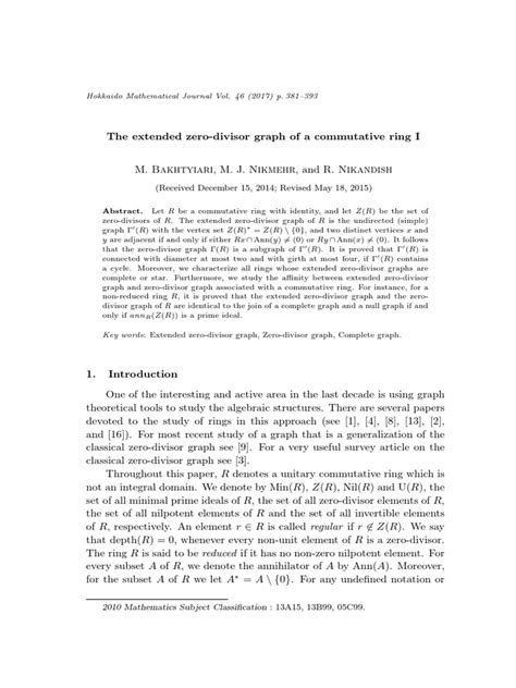 Extended Zero Divisor Graph Pdf Ring Mathematics Algebra