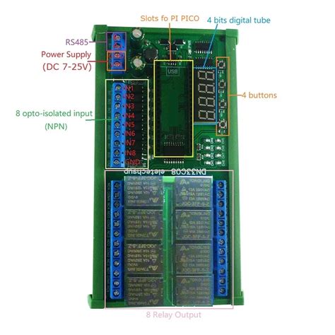 Dn33c08 Dc 12v 24v 8ch Multifunction Delay Timer Rs485 Modbus Relay