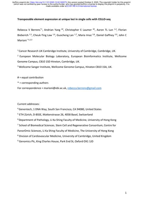 Pdf Transposable Element Expression At Unique Loci In Single Cells With Cello Seq