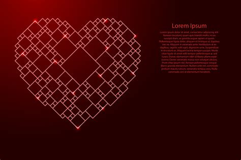 하트는 다양한 크기와 빛나는 공간 별의 사각형의 격자에서 붉은 패턴에서 발렌타인 데이에 대한 사랑의 상징이다 벡터 그림입니다 2월에 대한 스톡 벡터 아트 및 기타 이미지