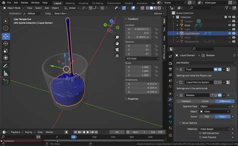 problem with liquid and boolean modifier r blenderhelp