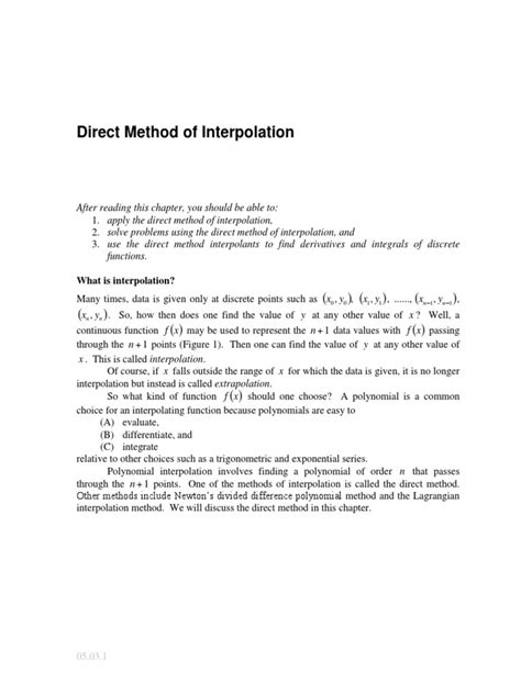 Direct Method Interpolation Pdf Interpolation Polynomial