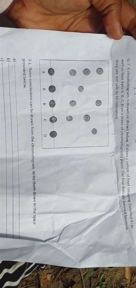 Solved Q 3 A Chromatogram Is Drawn As Shown Below It Shows A Sample Of Food Colouring