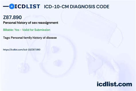 Icd 10 Cm Diagnosis Code Z87 890 Personal History Of Sex Reassignment