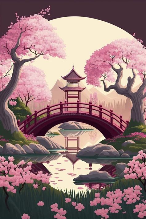 Ilustraci N De Dibujos Animados Japones Paisaje Ai Generativo Imagen De