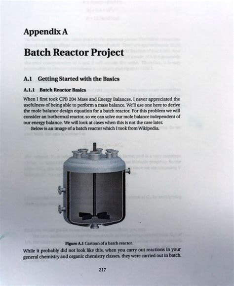 SOLVED Appendix A Batch Reactor Project LI Getting Started With The Basics AL Batch Reactor