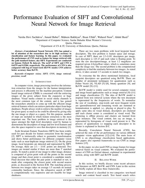 Pdf Performance Evaluation Of Sift And Convolutional Neural Network For Image Retrieval