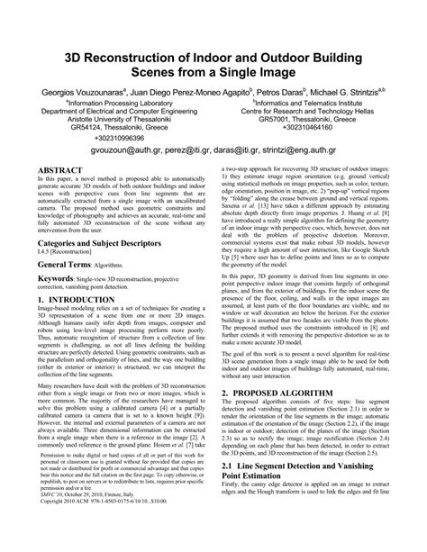Pdf 3d Reconstruction Of Indoor And Outdoor Building Scenes From A Single Image