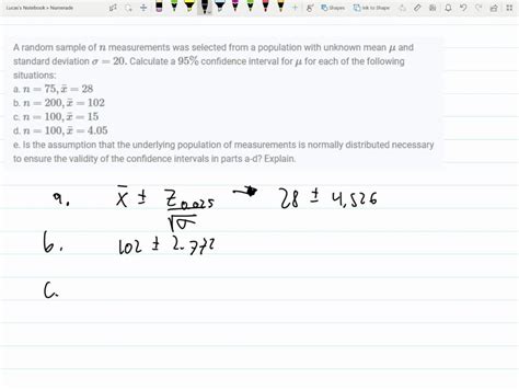 Solveda Random Sample Of N Measurements Was Selected From A Population