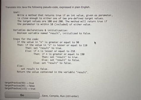 solved translate into java the following pseudo code