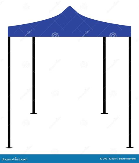 Blue Folding Tent Icon Pop Up Gazebo Symbol Canopy Tent Sign Flat Style Stock Illustration