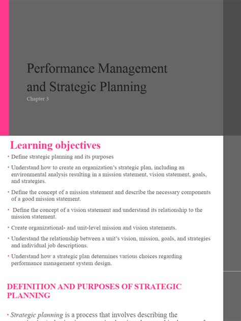 Chapter 3 Performance Managment And Strategic Planning Pdf Strategic Planning Goal