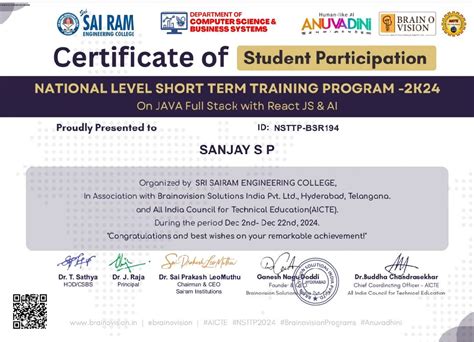 Sanjay S P On Linkedin Javafullstack Reactjs Artificialintelligence Learningneverstops
