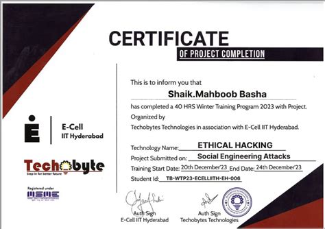 Shaik Mahboob Basha On Linkedin Ethicalhacking Cybersecurity Techtraining Iithyderabad