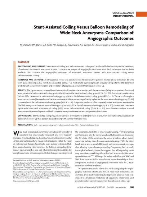 Pdf Stent Assisted Coiling Versus Balloon Remodeling Of Wide Neck Aneurysms Comparison Of
